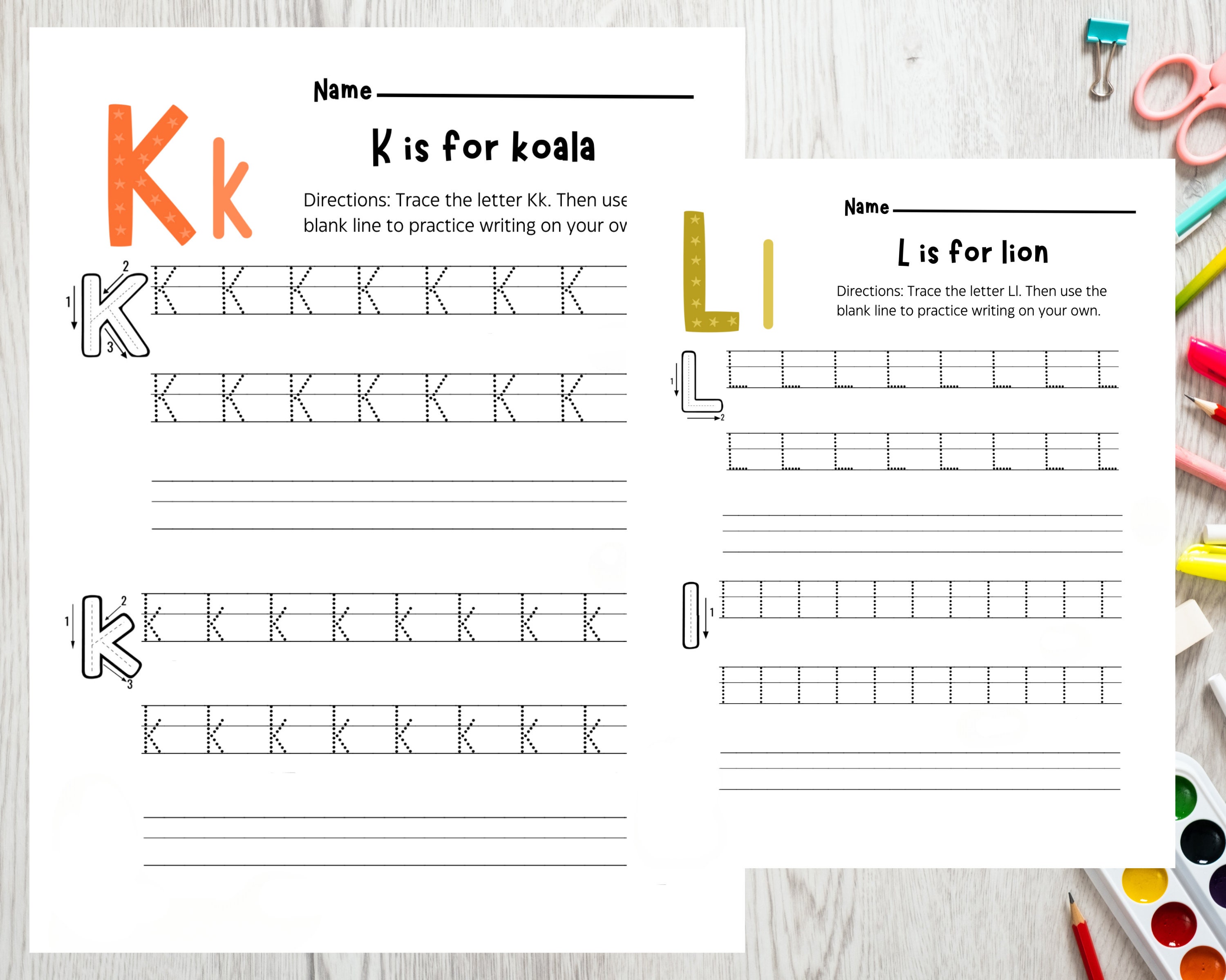 Letter Tracing Alphabet Tracing Worksheet Printable Pre-k Kindergarten ...