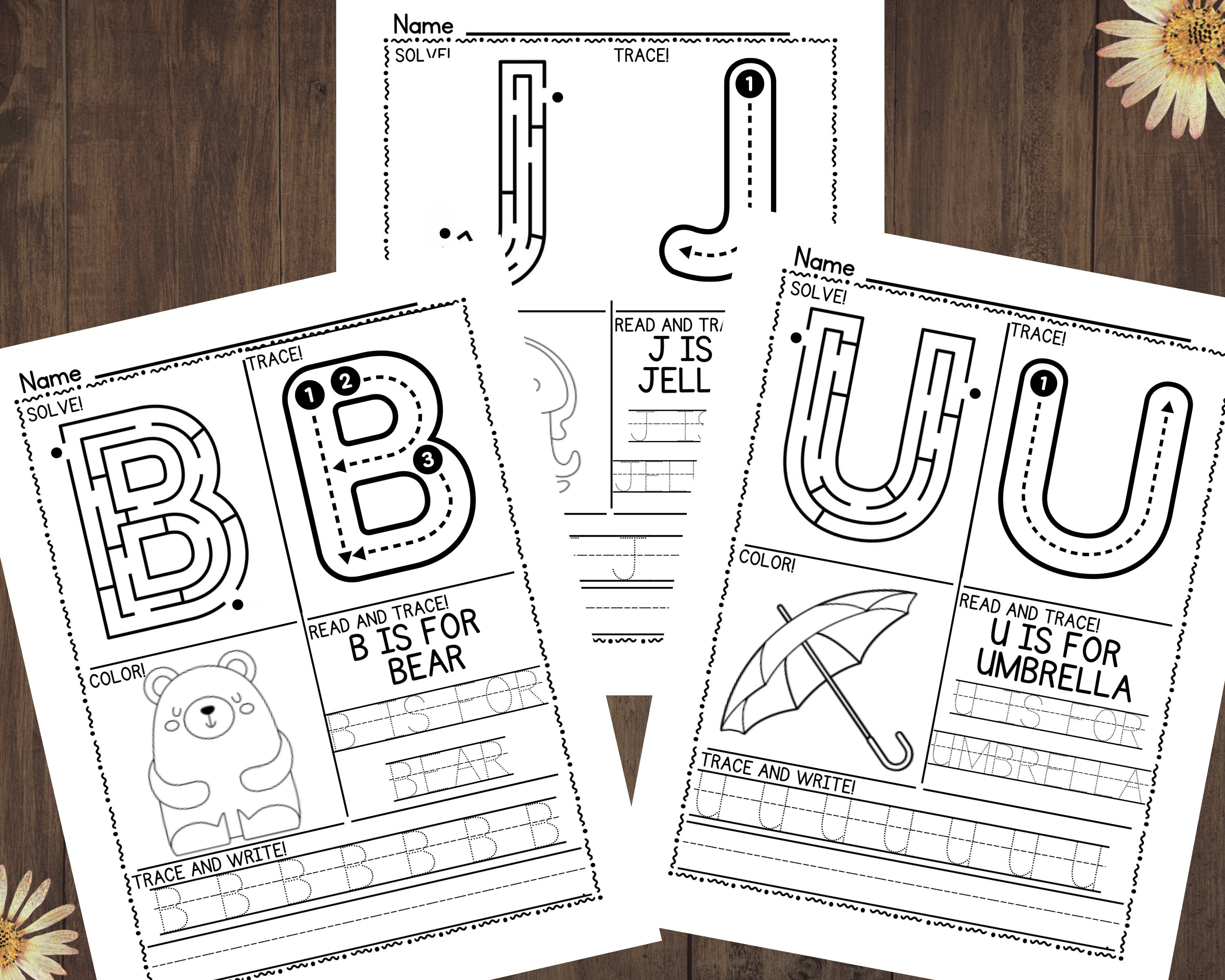 Alphabet Tracing Worksheets Homeschool Printables Kindergarten Bundle ...
