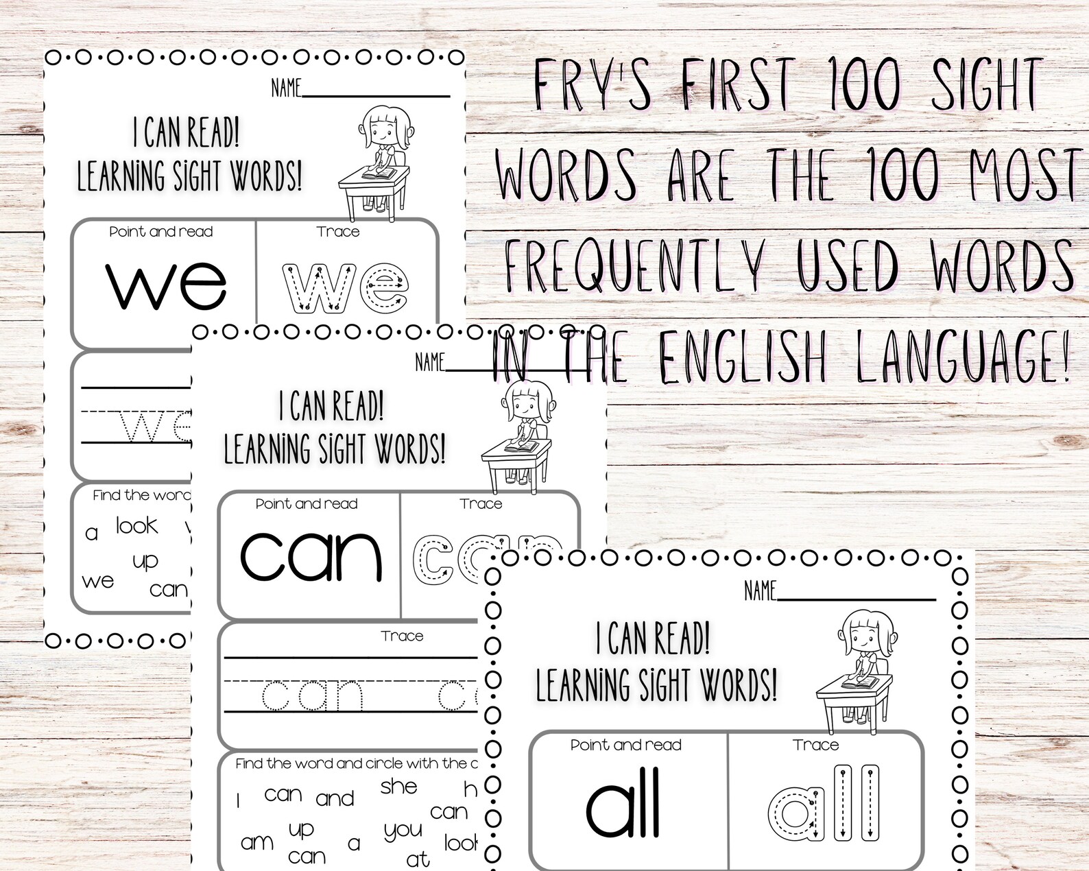 Sight Words Worksheets Kindergarten First Grade Writing Spelling ...