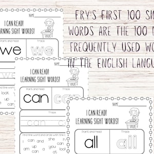 Sight Words Worksheets Kindergarten First Grade Writing Spelling ...