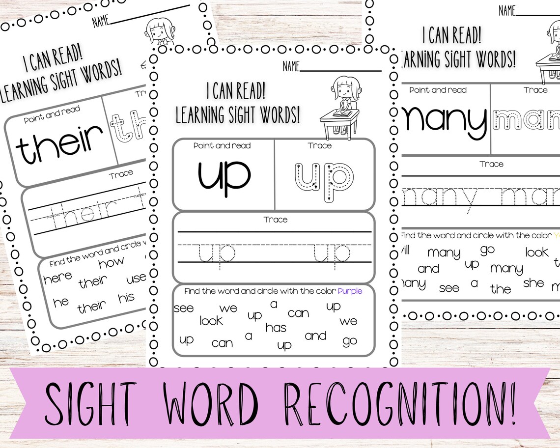 Sight Words Worksheets Kindergarten First Grade Writing Spelling ...