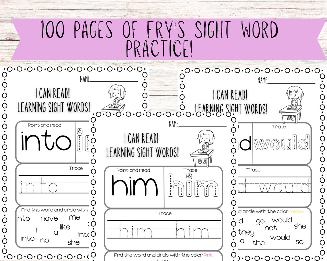 Sight Words Worksheets Kindergarten First Grade Writing Spelling ...