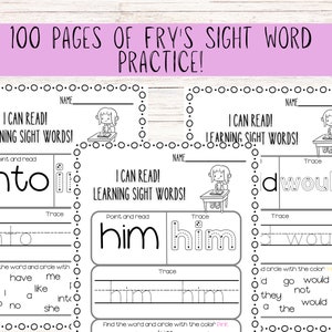 Sight Words Worksheets Kindergarten First Grade Writing Spelling ...