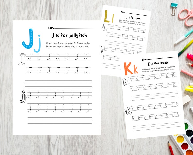Letter Tracing Alphabet Tracing Worksheet Printable Pre-k Kindergarten ...