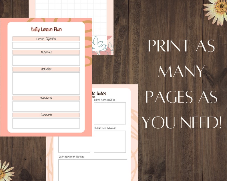 Boho Teacher Planner Printable, School Planner, Teacher Lesson Planner ...