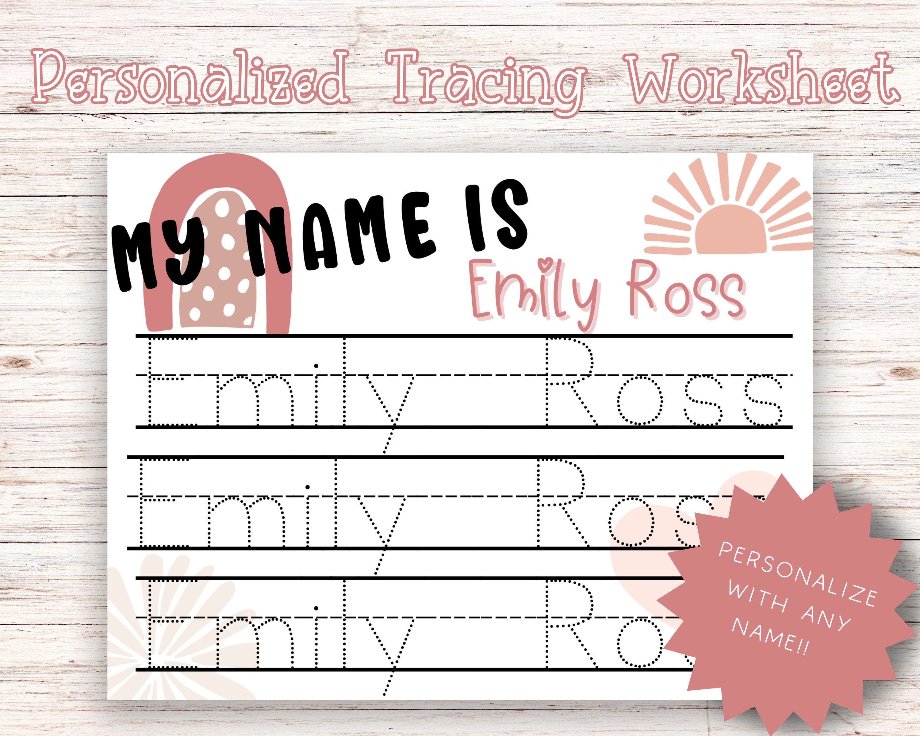 Boho Custom Name Tracing Worksheet Kindergarten Name Practice Preschool ...