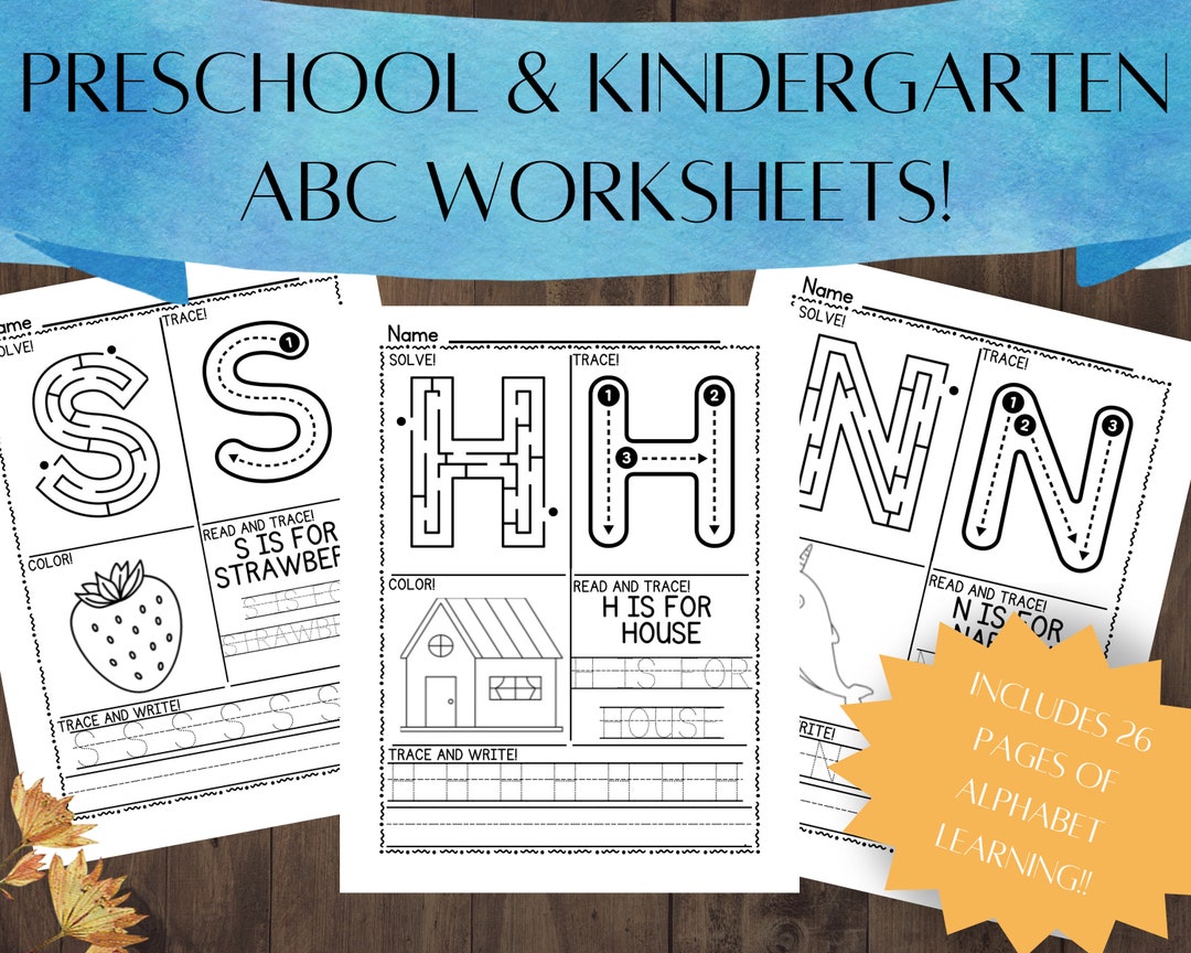 Alphabet Tracing Worksheets Homeschool Printables Kindergarten Bundle ...