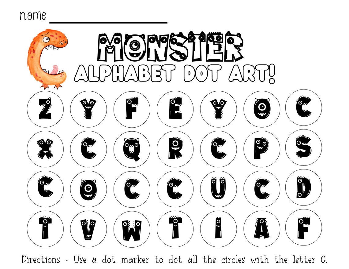 Dot Art for Kids Dot Art Alphabet Activity Worksheets for Kids - Etsy