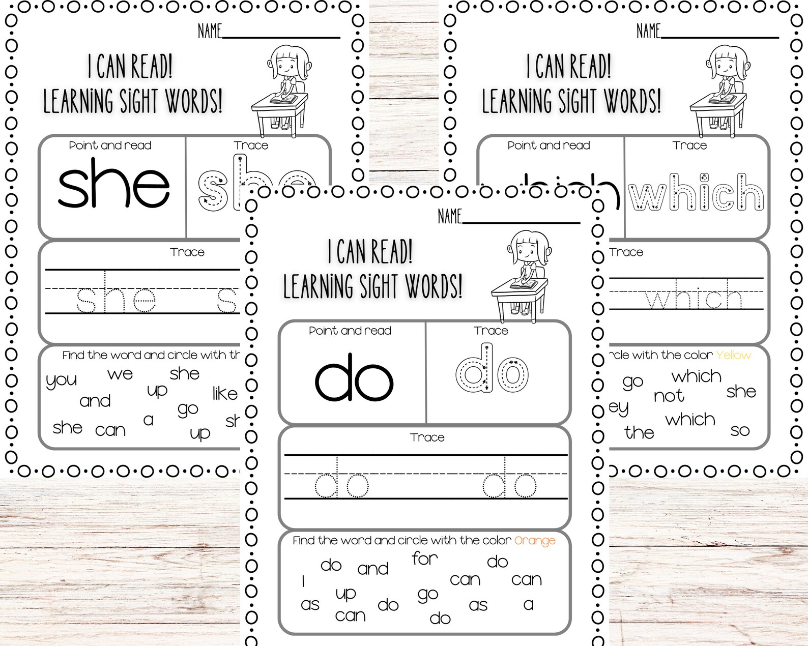 Sight Words Worksheets Kindergarten First Grade Writing Spelling ...