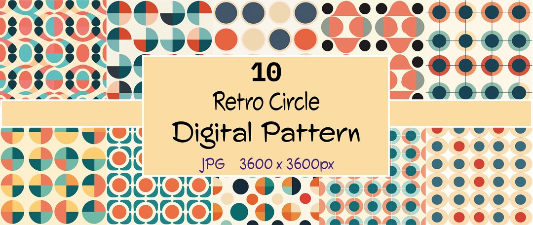 Bundle Retro Circle Circle Grid Seamless Pattern Background - Etsy