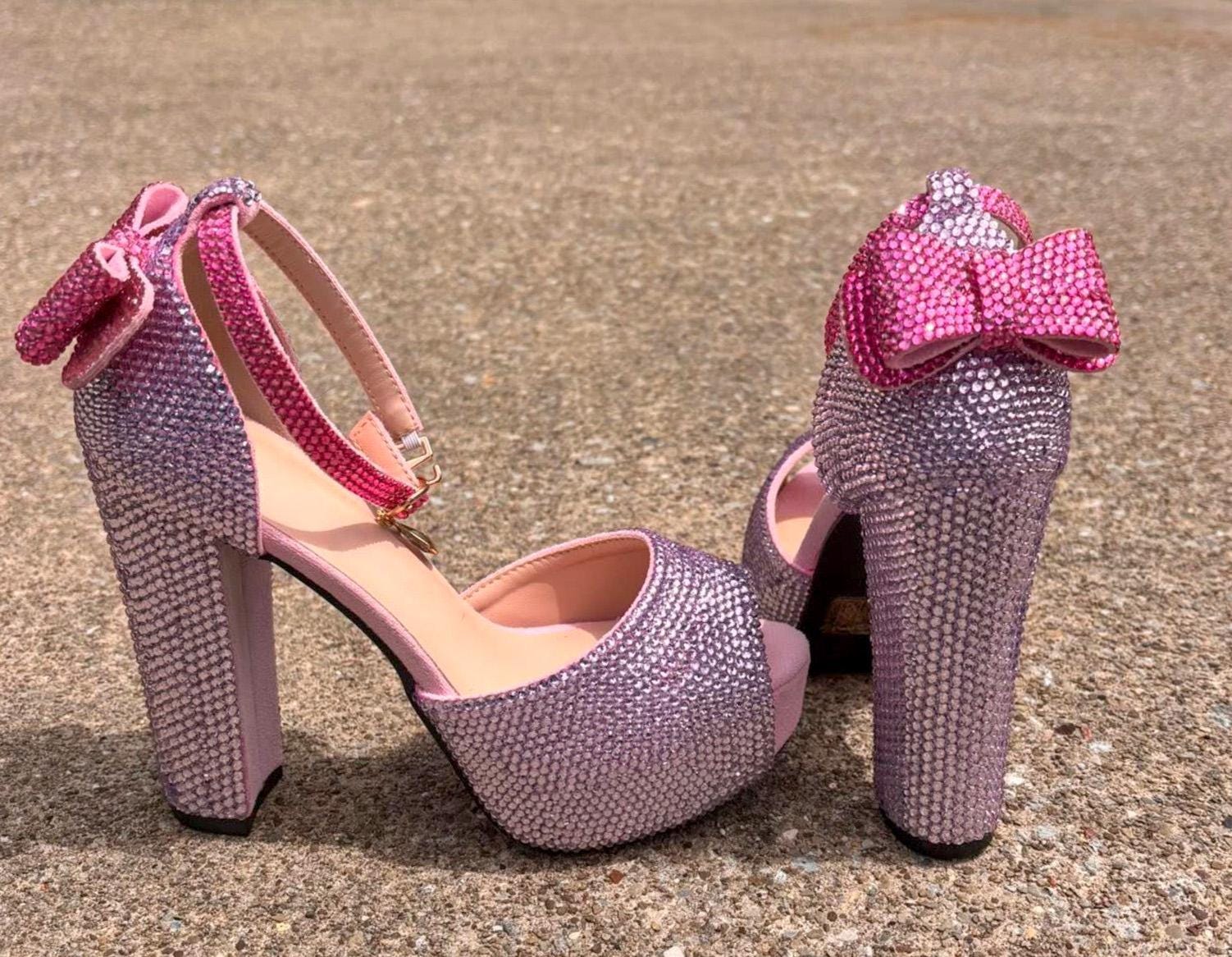 Custom Rhinestone Pink Glinda Heels Hand Made Wizard of Oz Wicked ...