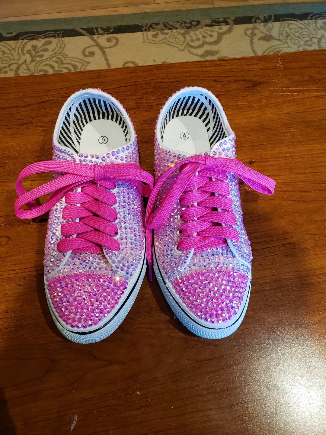 Custom Shoes Rhinestones Hand Stoned Low Sneakers Blinged Out Sparkly ...