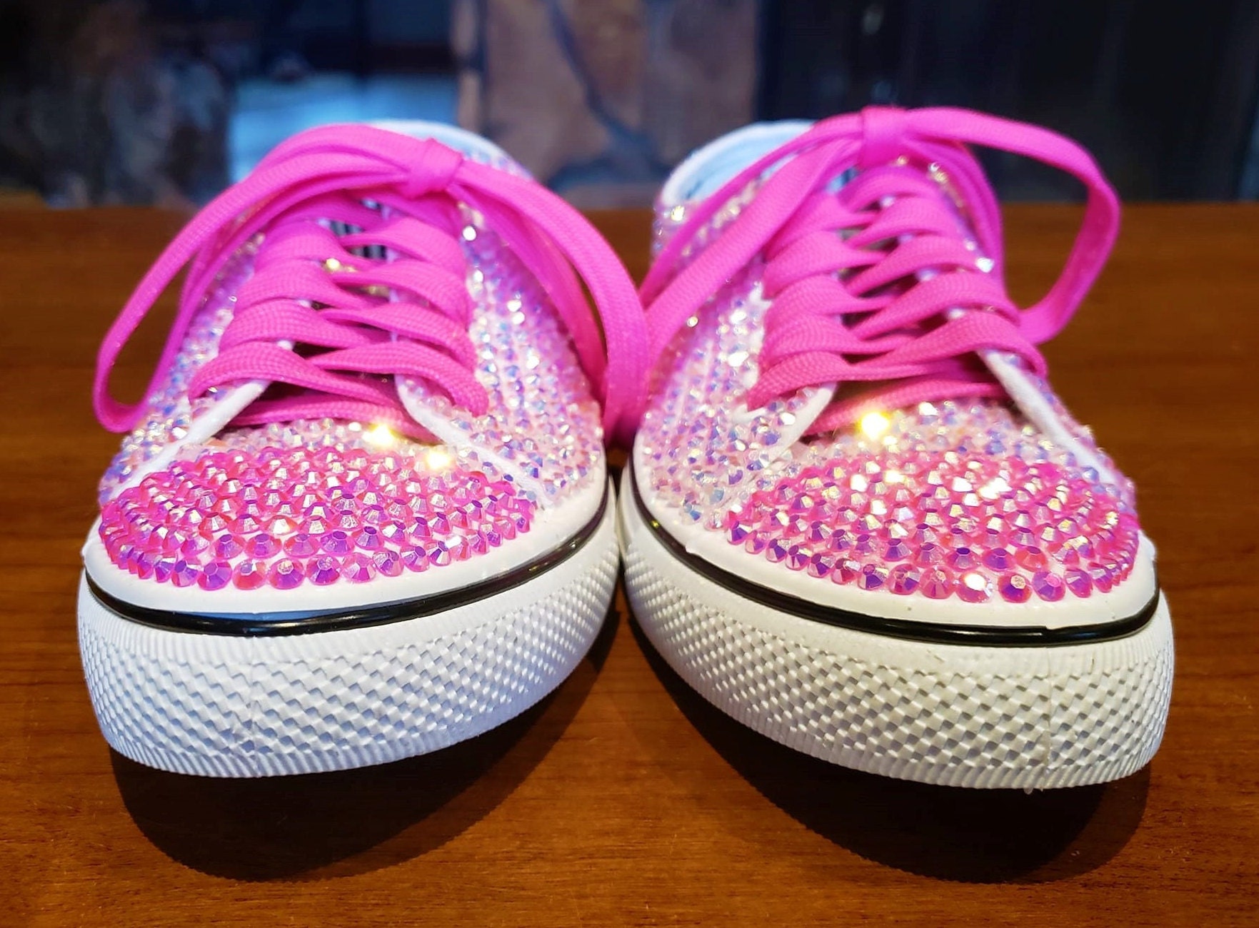 Custom Shoes Rhinestones Hand Stoned Low Sneakers Blinged Out Sparkly ...