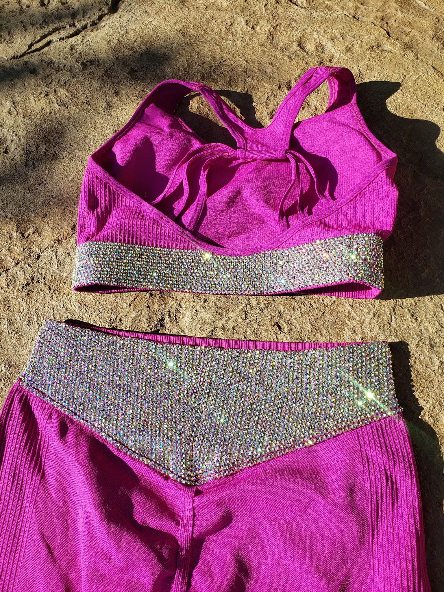 Custom Hand Stoned Fitness Wear Leggings & Sports Bra Aurora Borealis ...