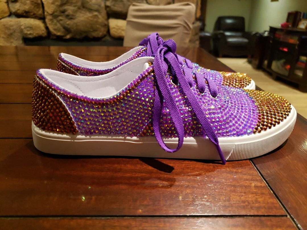 New Custom Shoes Rhinestones Hand Stoned Low Sneakers Blinged Out ...