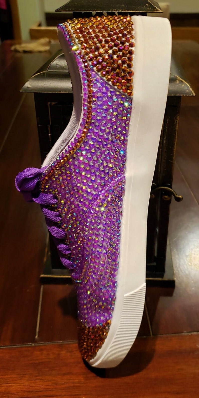 New Custom Shoes Rhinestones Hand Stoned Low Sneakers Blinged Out ...