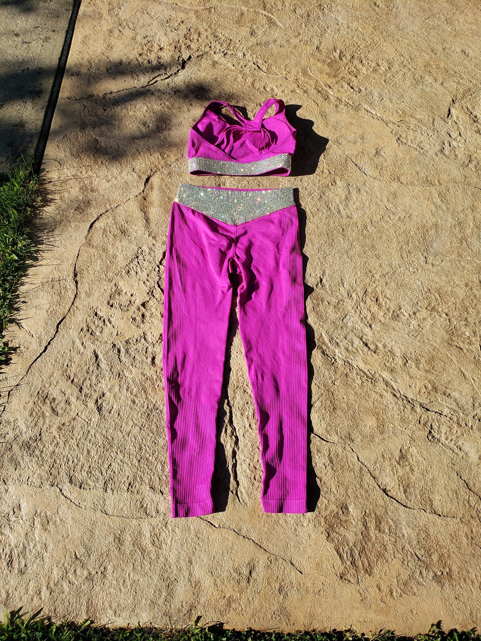 Custom Hand Stoned Fitness Wear Leggings & Sports Bra Aurora Borealis ...