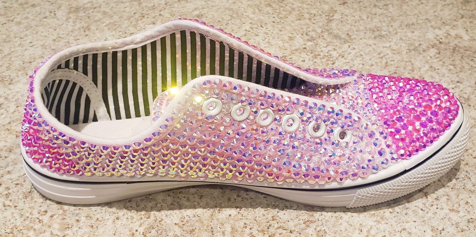 Custom Shoes Rhinestones Hand Stoned Low Sneakers Blinged Out Sparkly ...