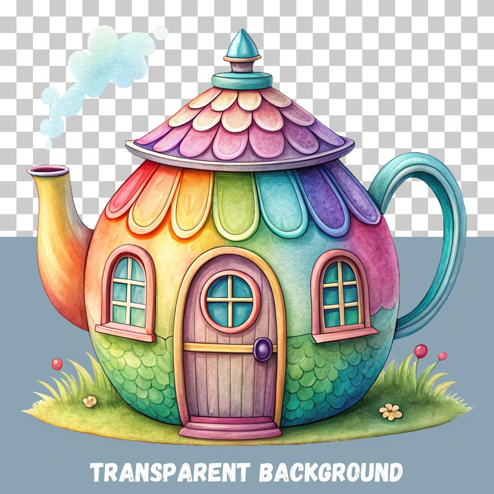 Whimsical Teapot House Bundle, 15 Watercolor Teapot Illustrations ...