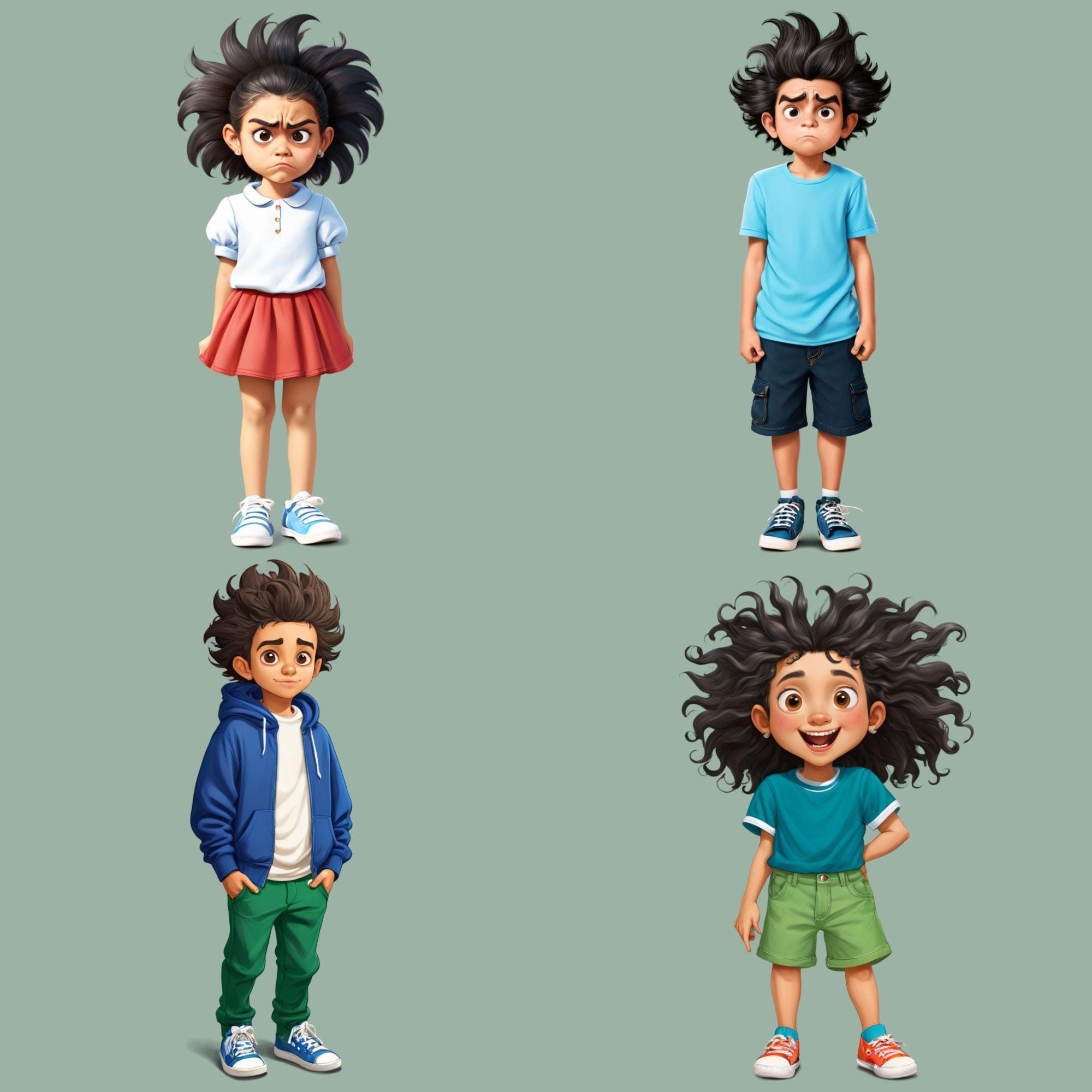 Quirky Kids Hispanic American Clipart Bundle, 12 Cute Funny Kid ...