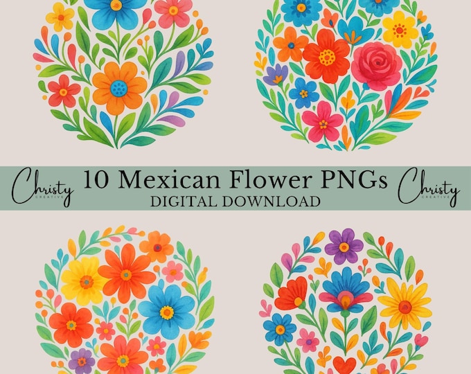 Mexican Fiesta Flower Clipart – Colorful Blossoms and Trims (SVG & PNG ...