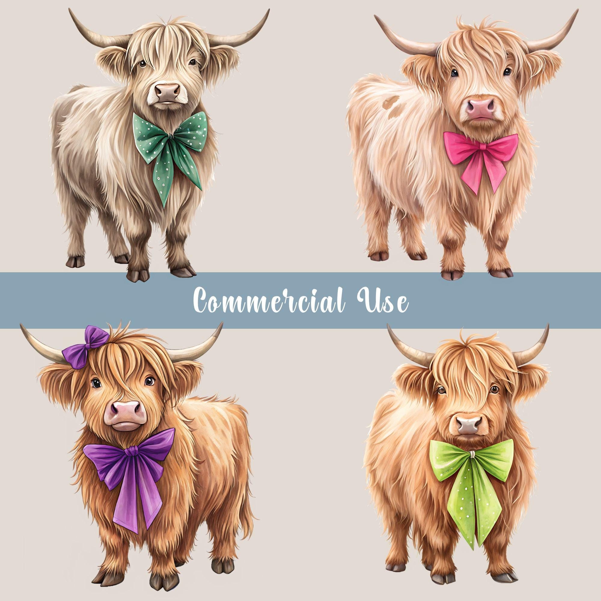 Highland Cows PNG Bundle, 15 Coquette Cows, Animal Sublimation ...