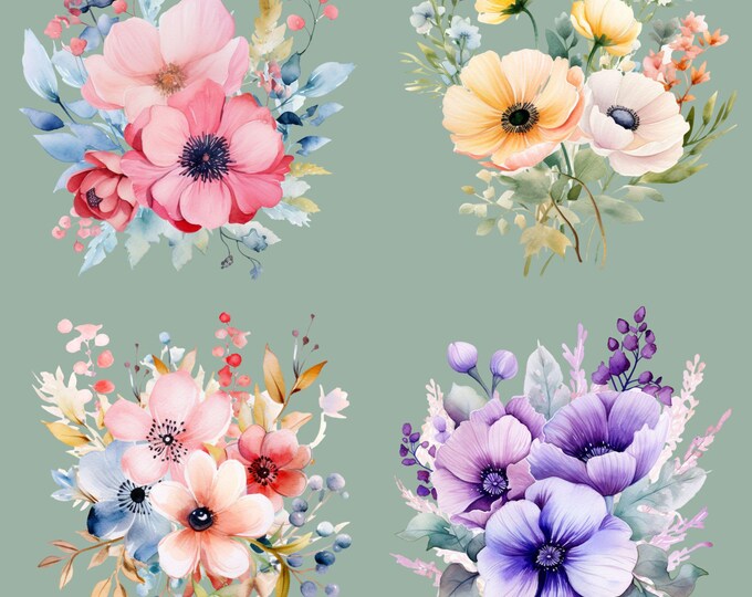 Floral Frames Clipart PNG Bundle, 15 Flower Border Designs, Flower ...