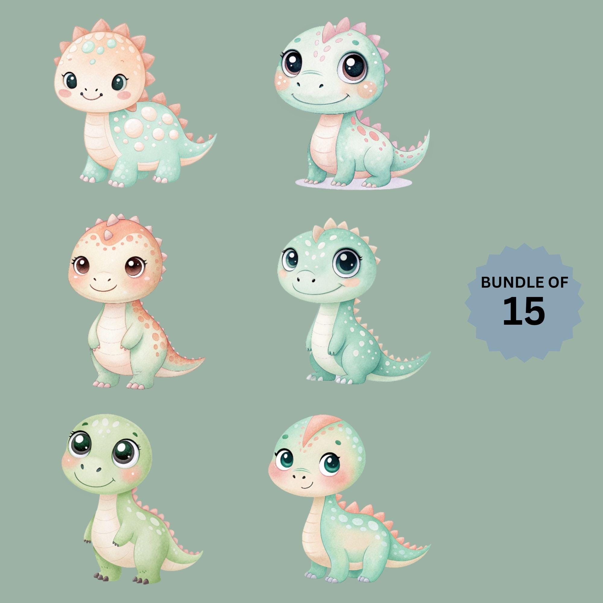 Baby Dinosaurs Clipart Bundle, 15 Cute Dinosaur Designs, Dinosaur ...