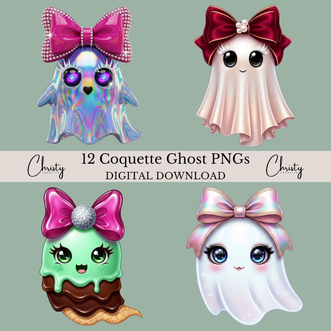 Cute Ghosts Clipart Bundle, 12 Girly Ghost Designs, Ghost Sublimation ...