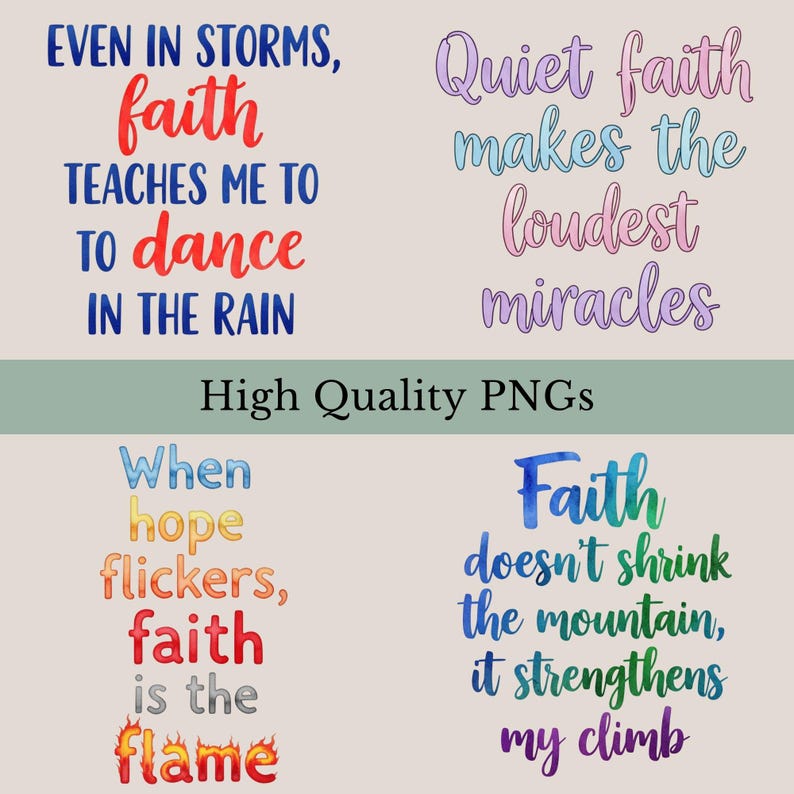 Christian Quotes PNG Bundle, 12 Quotes of Faith, Religious Sayings ...