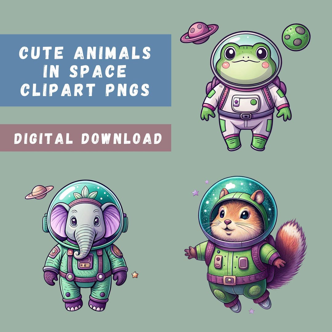 Space Animals Clipart Bundle, 15 Animals in Space, Clip Art for Kids ...