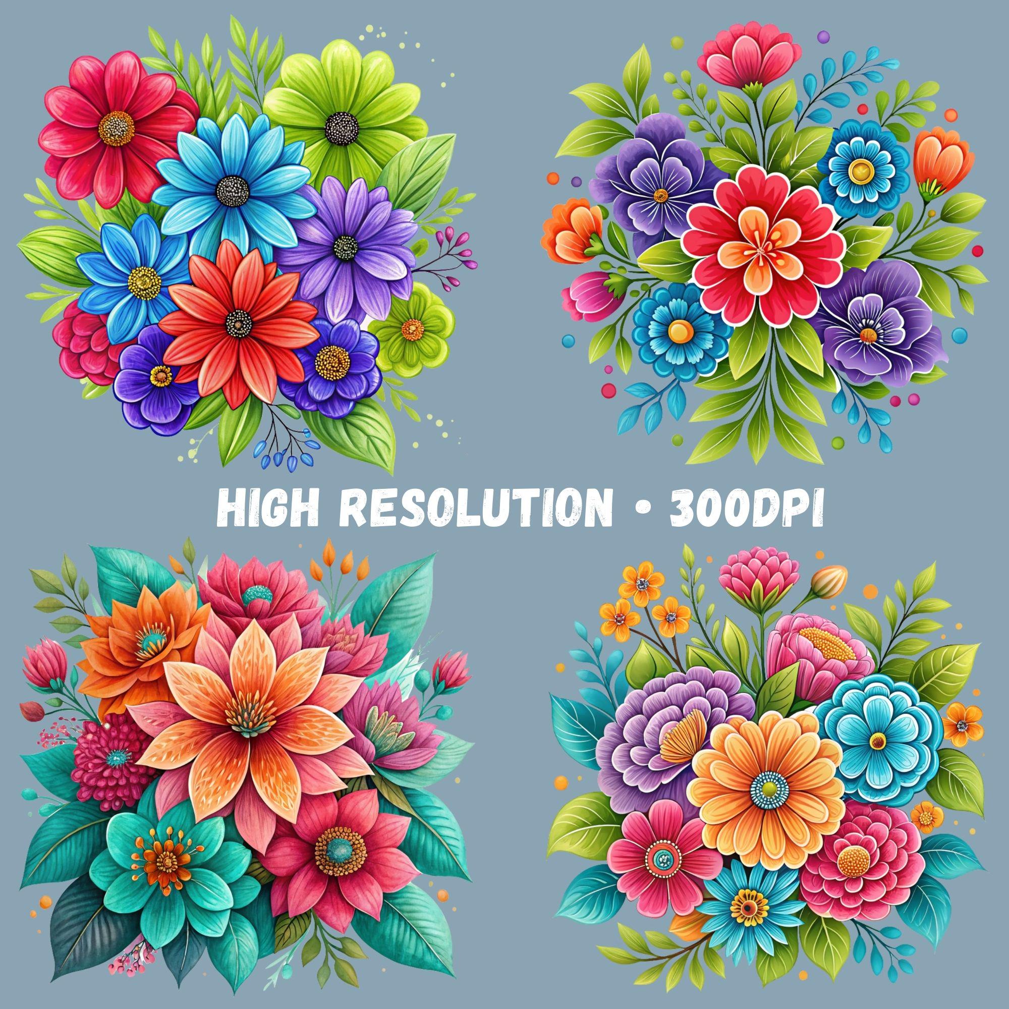 Mexican Flowers PNG Bundle, 15 Hispanic Flower Designs, Mexican Floral ...