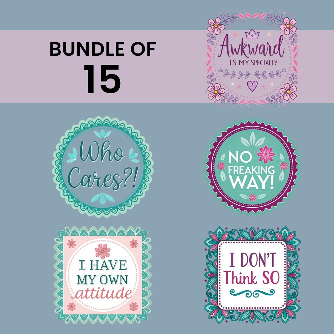 Sarcastic Quotes Clipart Bundle, 15 Sarcastic Sayings, Funny Words, T ...