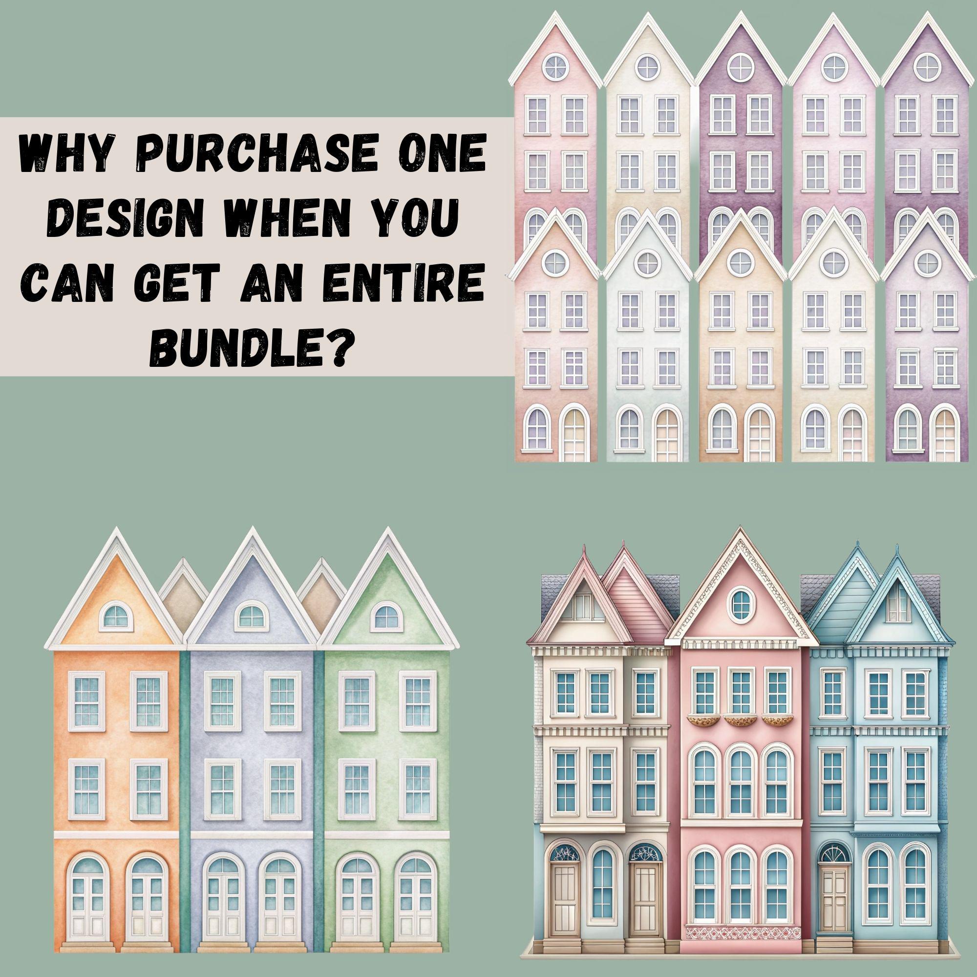 Row House Borders Clipart Bundle, 15 Whimsical Watercolor Row Houses ...