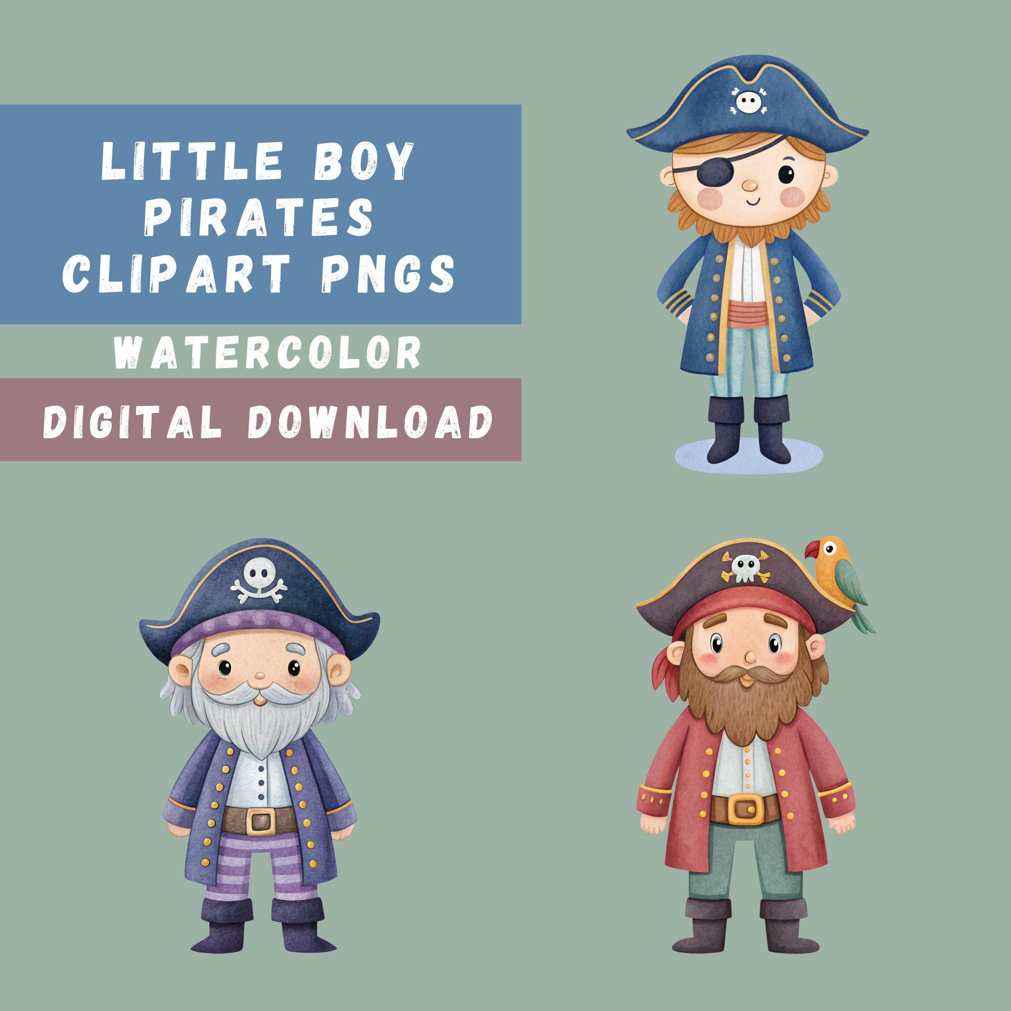 Little Boy Pirate Clipart Bundle, 15 Watercolor Pirates, Little Boy ...