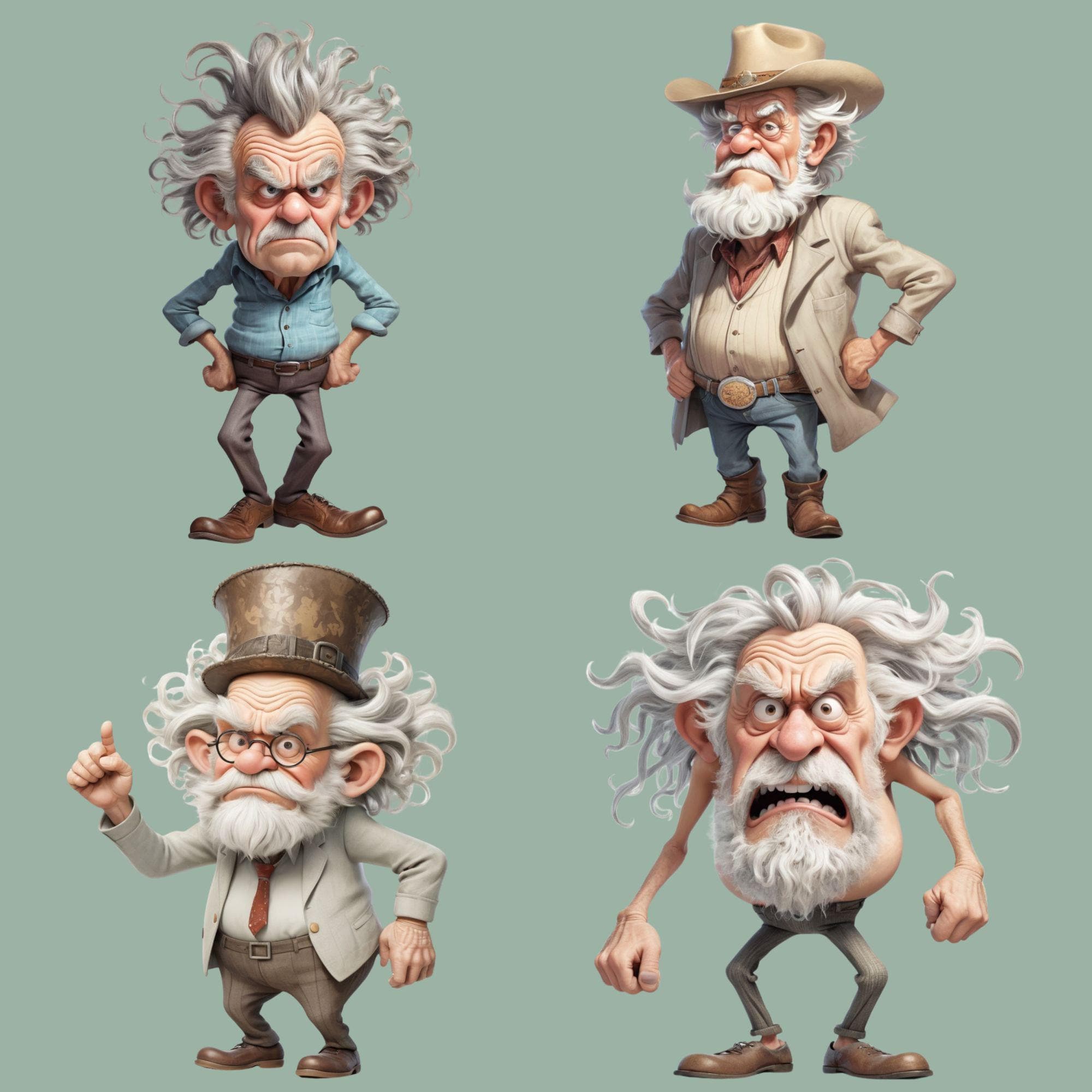 Grumpy Old Man Clipart Bundle, 12 Old Man Graphics, Funny Man Clipart ...