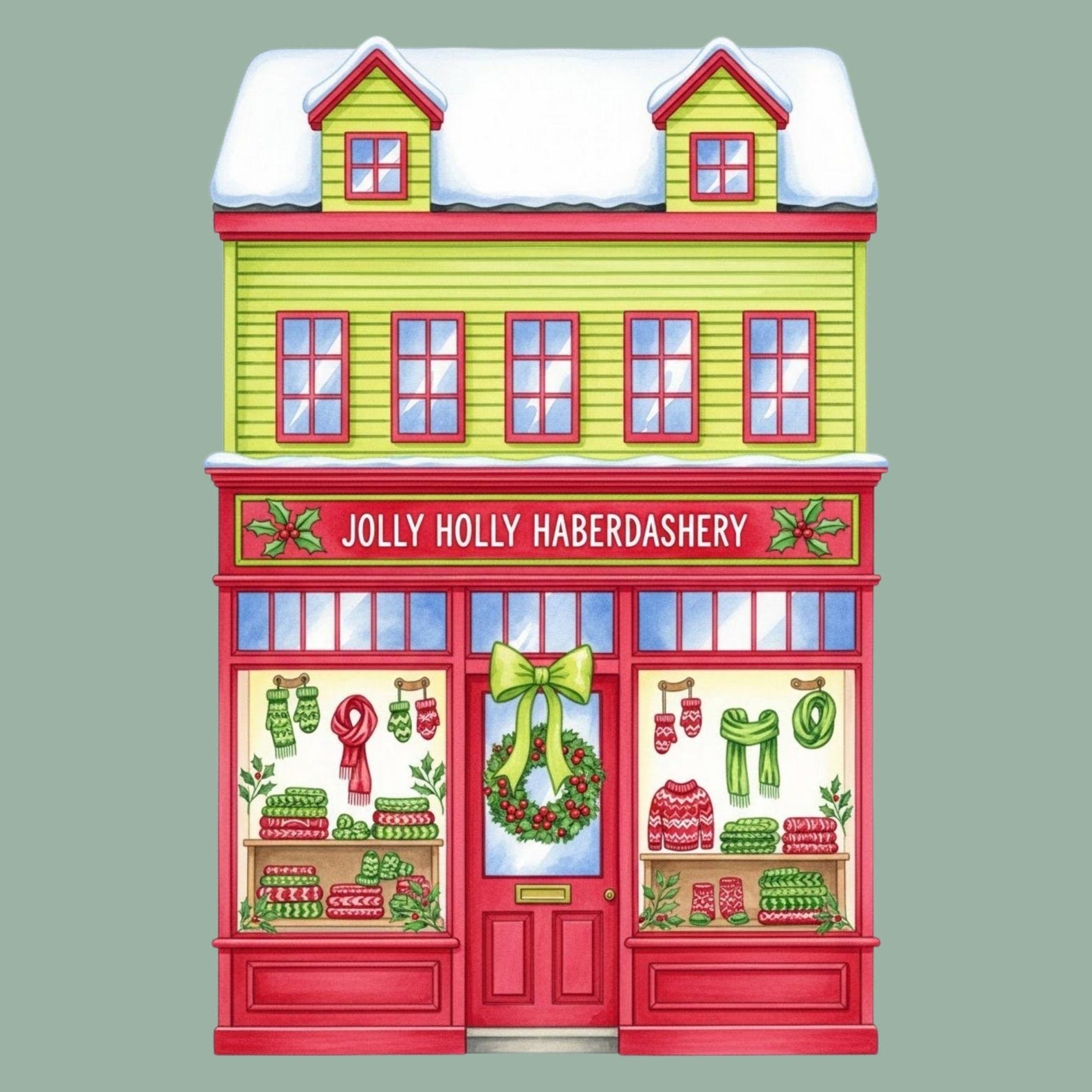 Christmas Village Clipart Bundle, 12 Watercolor Storefronts, Holiday ...