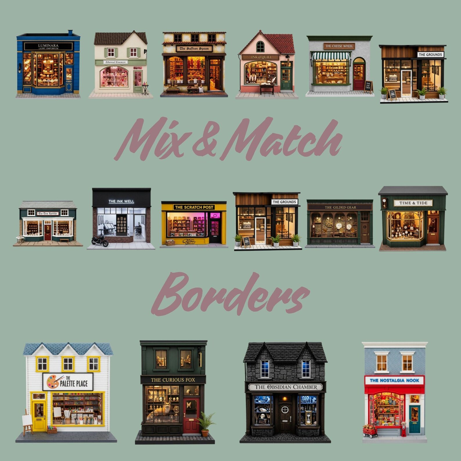 Whimsical Storefront Clipart Bundle, 15 Village Shops, Small Business ...