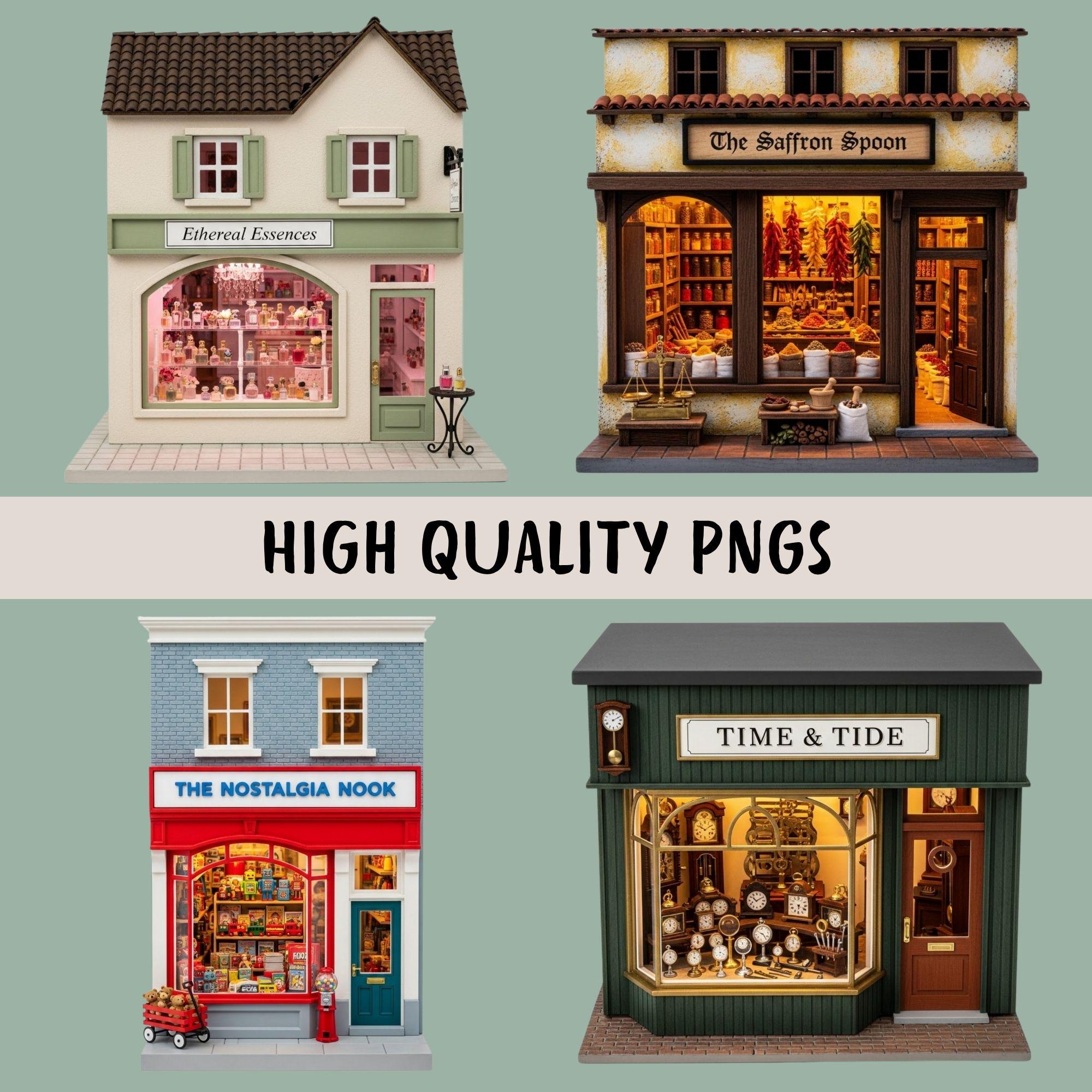 Whimsical Storefront Clipart Bundle, 15 Village Shops, Small Business ...