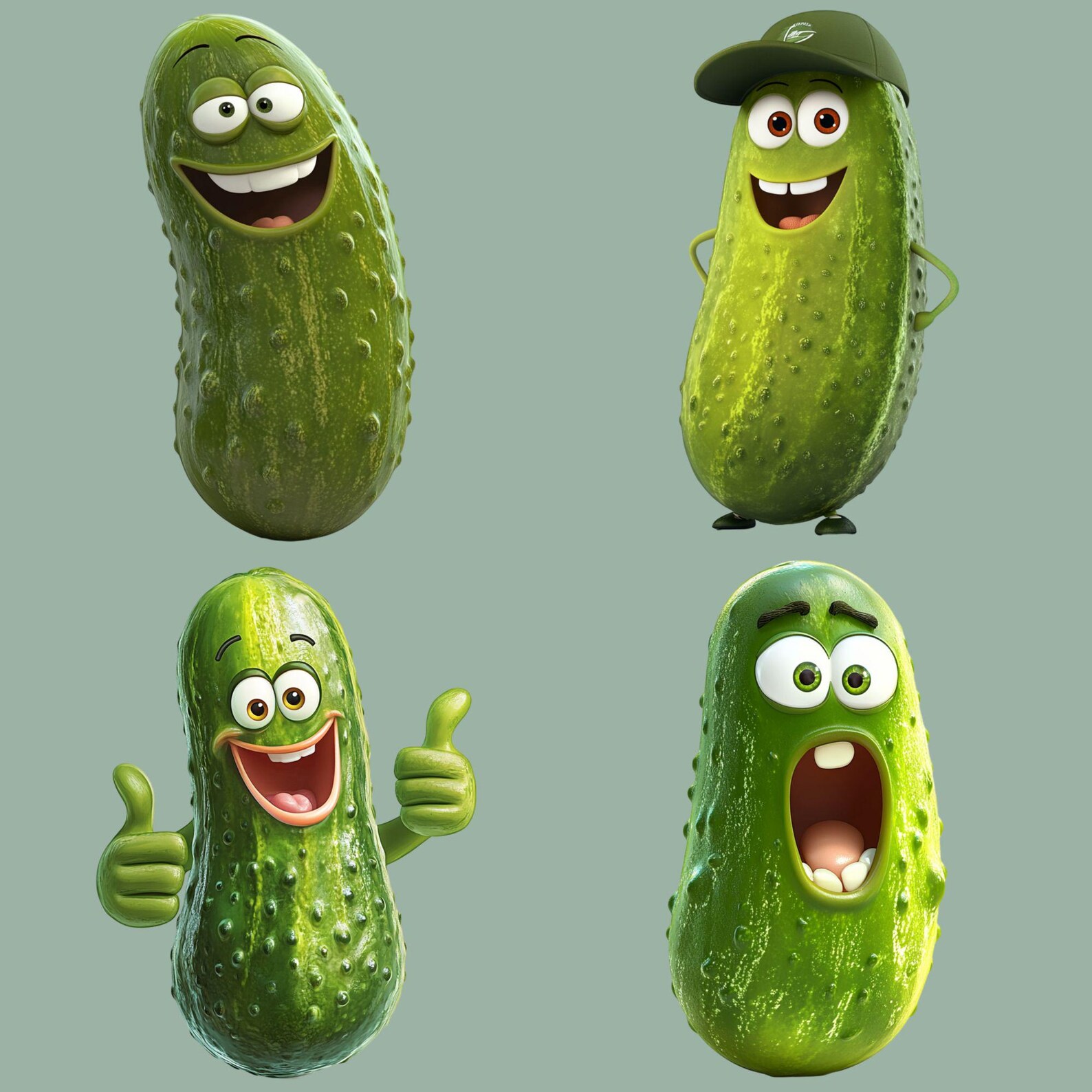 Funny Pickle Clipart, Pickle Sublimation, 12 Pickle Graphics, Cartoon ...