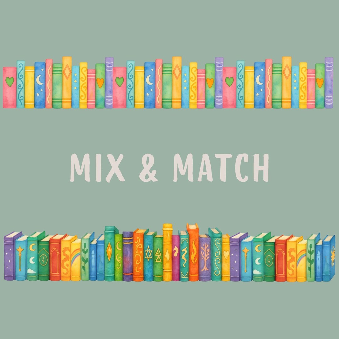 Watercolor Book Borders Clipart, Library & Teacher PNG Designs (digital ...