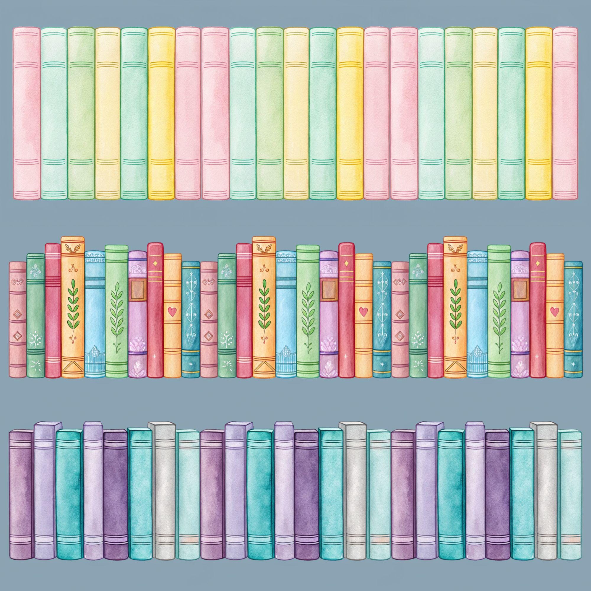 Book Borders Clipart Bundle, 15 Watercolor Book Border Designs, Pastel ...