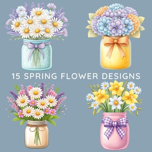 Spring Flowers Clipart Bundle, 15 Watercolor Floral Designs, Flowers in ...