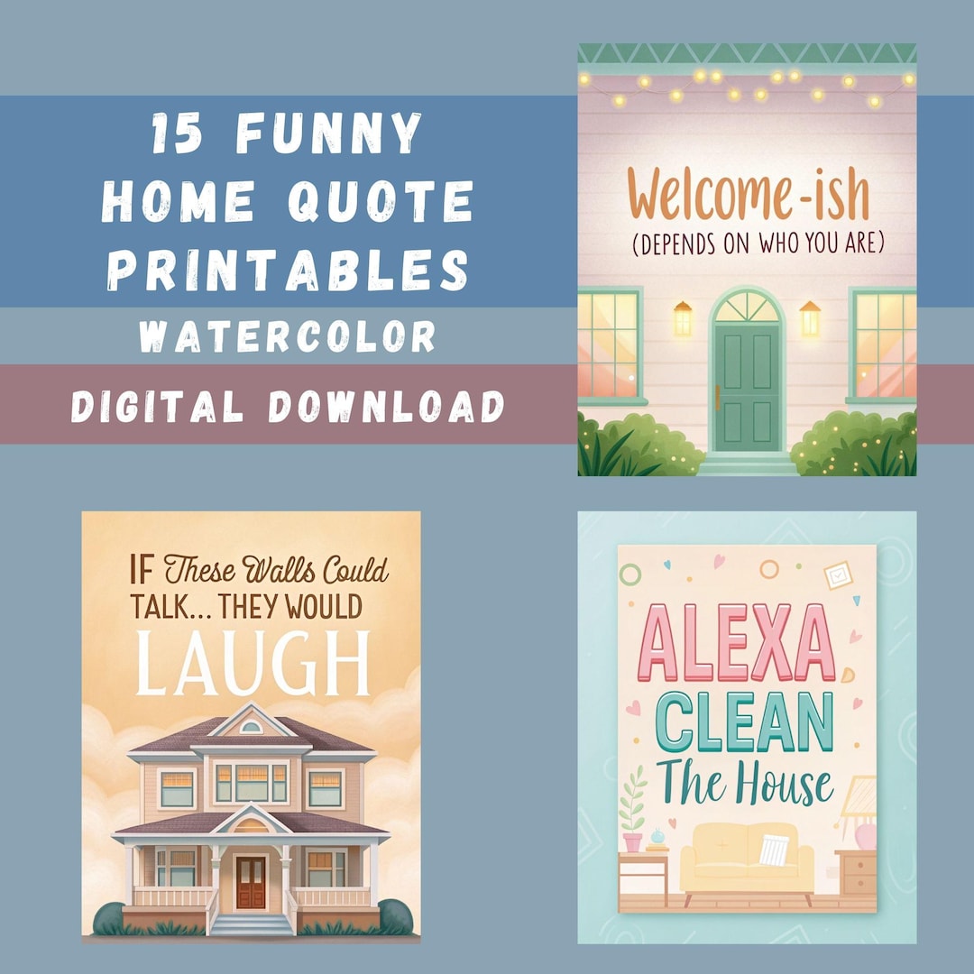 Funny Home Quotes Bundle, 15 Home Decor Quote Prints, Funny Apartment ...