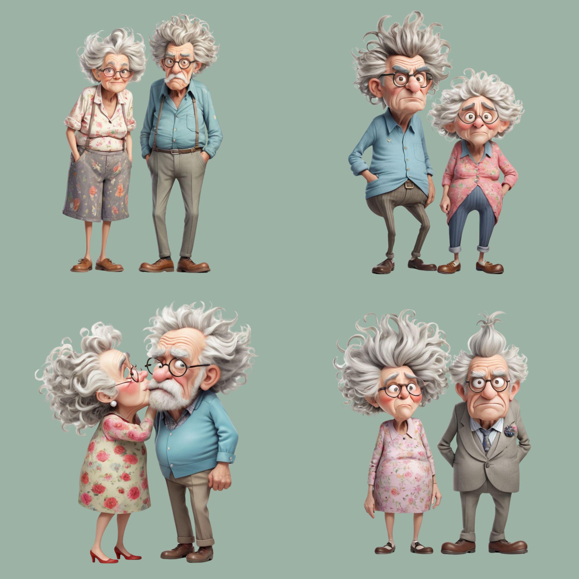 Old Funny Couple Clipart Bundle 12 Old Couple Graphics Cute Couple