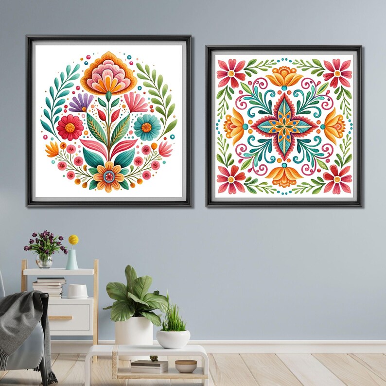 Mexican Embroidery PNG Bundle, 15 Hispanic Flower Designs, Mexican ...