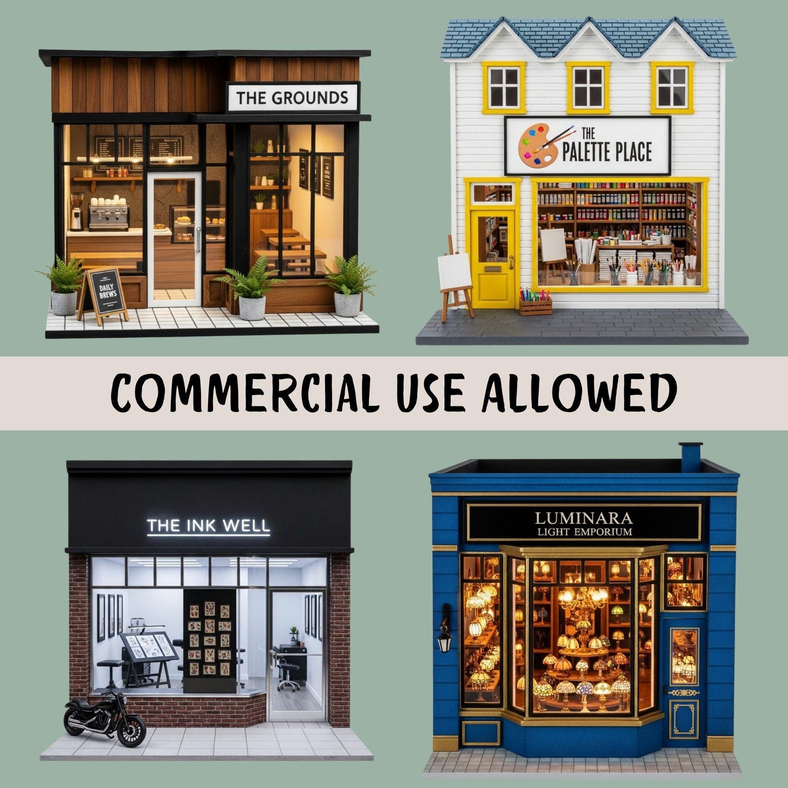 Whimsical Storefront Clipart Bundle, 15 Village Shops, Small Business ...