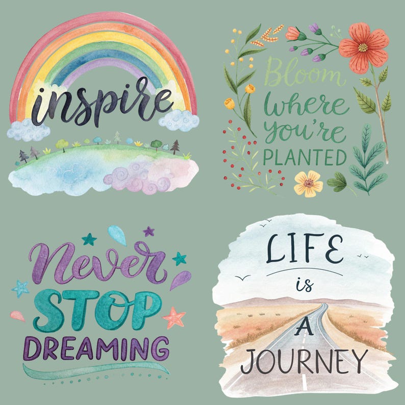 Positive Quotes Bundle, 12 Watercolor Quotes, Perfect for Print on ...