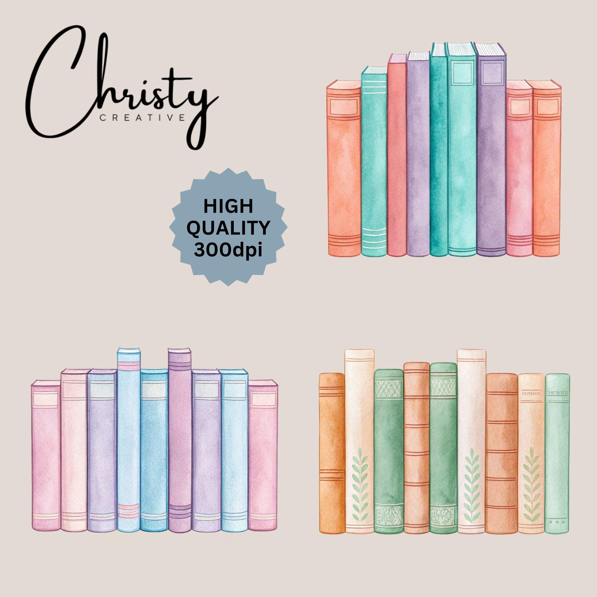 Book Borders Clipart Bundle, 15 Watercolor Book Border Designs, Pastel ...