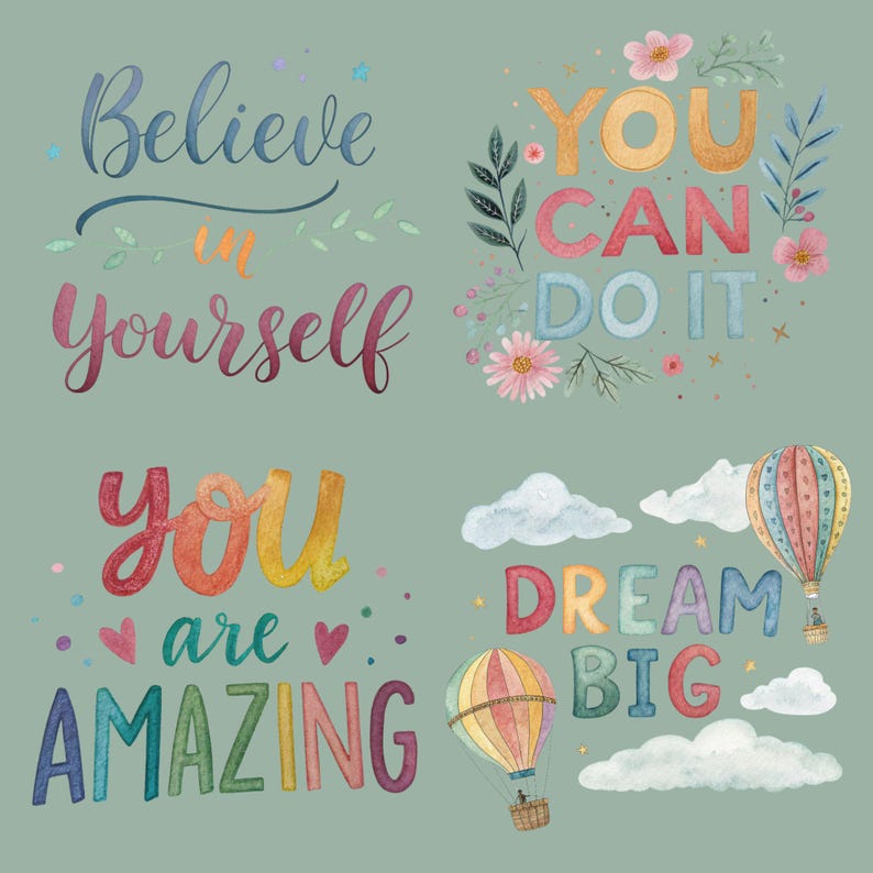 Positive Quotes Bundle, 12 Watercolor Quotes, Perfect for Print on ...